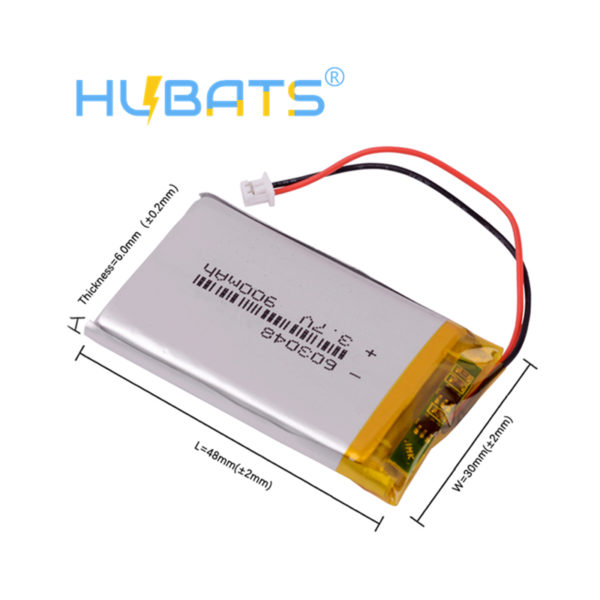 603048 900mAh 3.7V Lithium Polymer LiPo Rechargeable Battery with JST ...