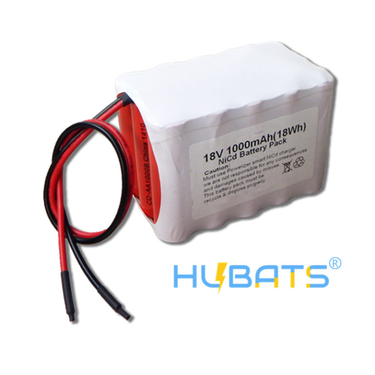Nickel Cadmium AA 1000mAh 18v rechargeable battery pack | Hubats